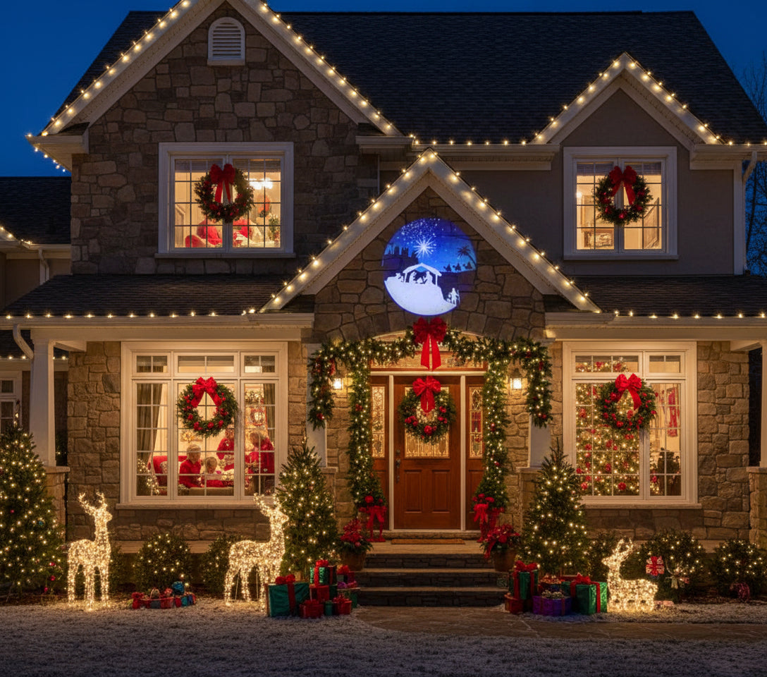 Outdoor wall projection of Christmas in Bethlehem – Beffy Arts