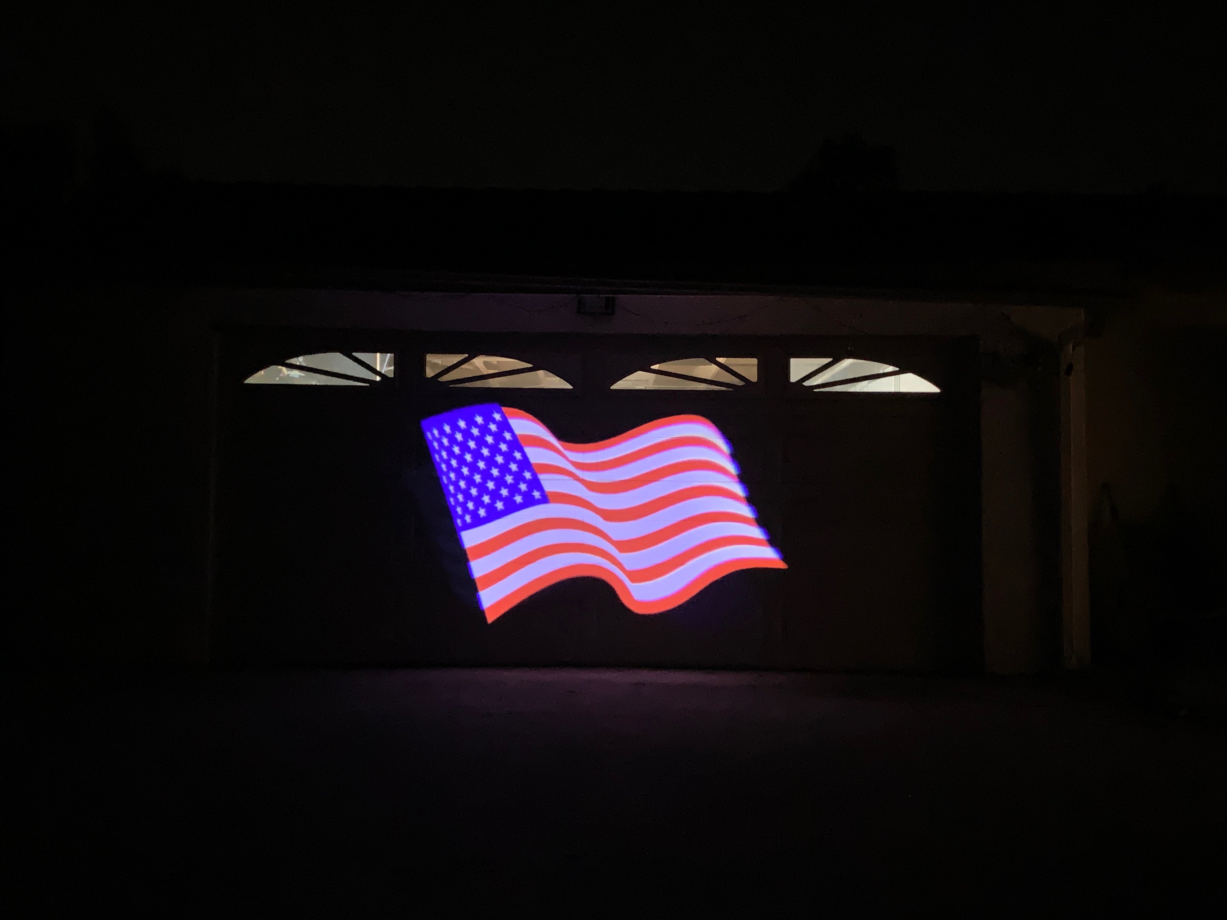 American Flag At Night Lighting